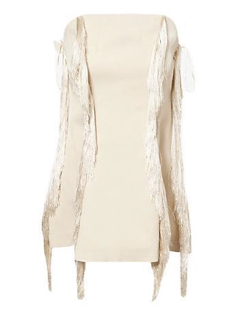 REBIRTH Sleeveless Fringed Woven Top - Butter