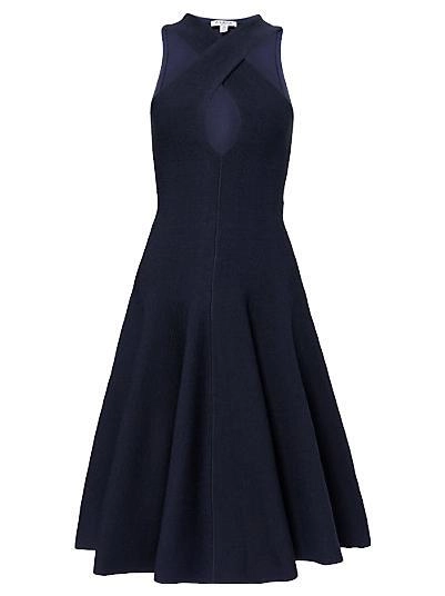 Alaïa Cross-over Knitted Silk-blend Midi Dress - Minuit