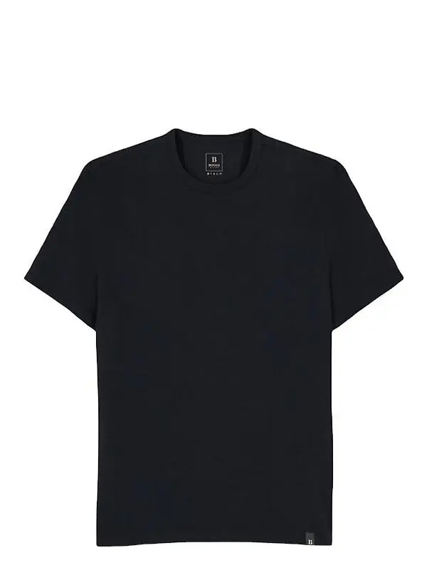 Boggi Milano Crewneck Short-sleeve Stretch Cotton-blend T-shirt - Black