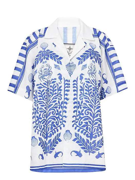 ARAM Relaxed-fit Woven Shirt - Blue/white