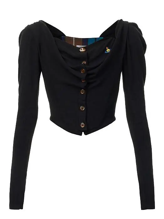 VIVIENNE WESTWOOD Bea Corset Cotton-and-cashmere Cardigan - Black