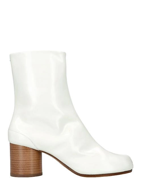 MAISON MARGIELA Tabi 60 Leather Heeled Ankle Boots - White