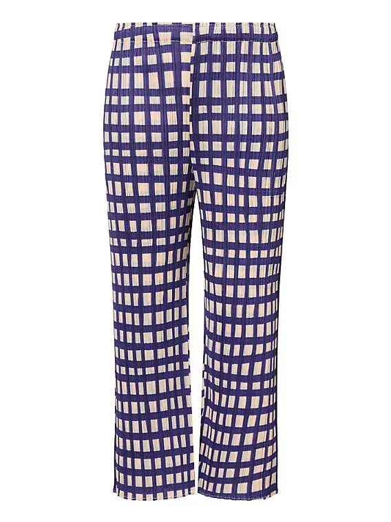 Issey Miyake Printed Pleated Trousers - Navy