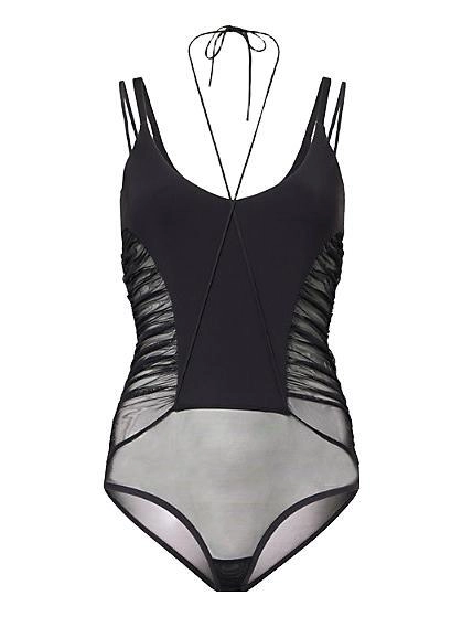 NENSI DOJAKA Sheer-panel Sleeveless Bodysuit - Black