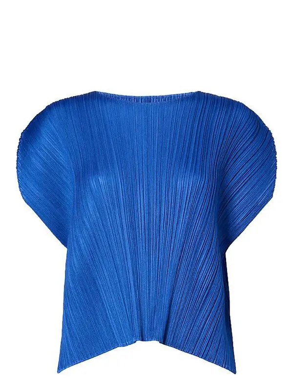 Issey Miyake Short Sleeve Pleated Knit Shirt - Blue