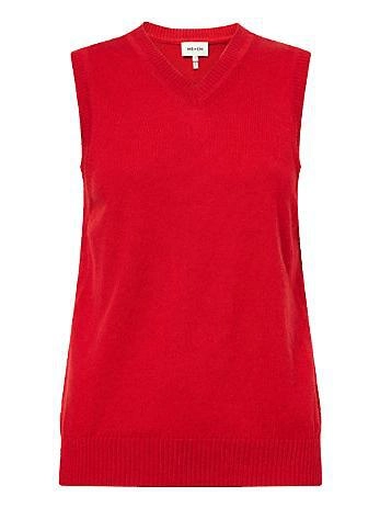 ME+EM Me + Em Knitted Cashmere Vest - Ruby Red Melange