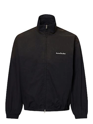 Acne Studios Logo Print Cotton Zip Pocket Jacket - Black