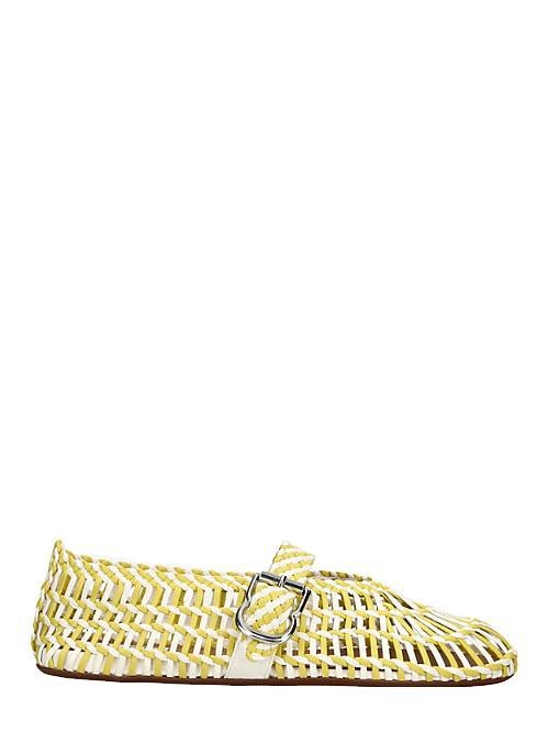Alaïa Braided Mesh Ballet Flats With Ankle Buckle - Yellow