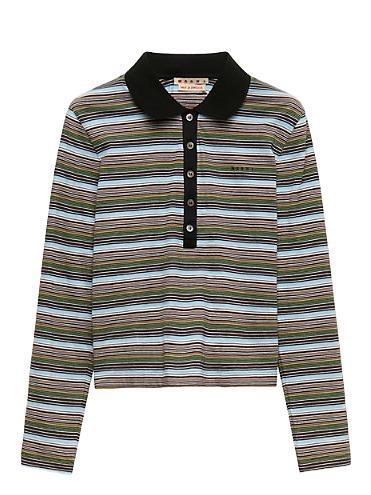 Marni Striped Cotton-knit Long-sleeve Polo Shirt - Stb44