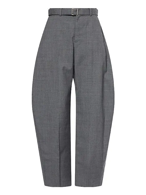 Sacai Curved-leg High-rise Wool Suit Trousers - Gray