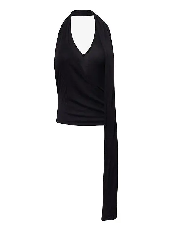 BELLE ANNA Wool-blend Halterneck Top - Black