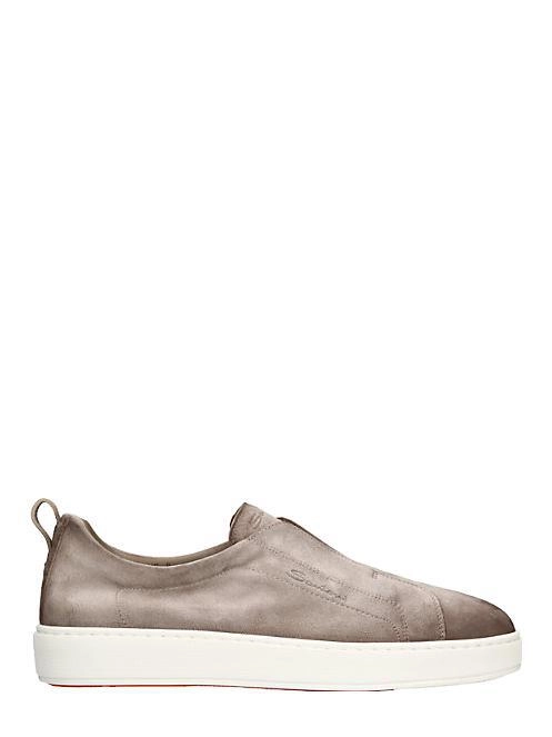 Santoni Victory Unlined Suede Trainers - Beige
