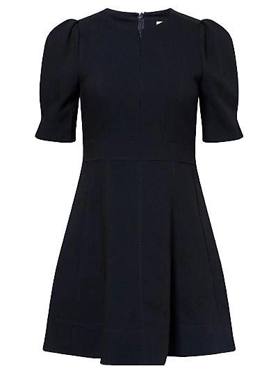 ME+EM Puff Sleeve Fit And Flare Mini Dress - Navy