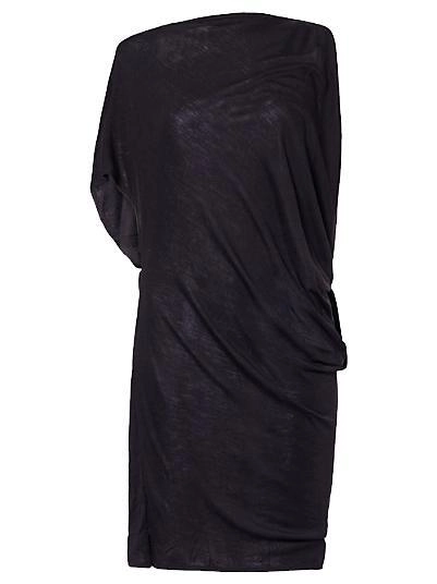 BELLE ANNA Asymmetric Wool-blend Mini Dress - Black