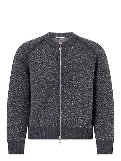 CRAIG GREEN Blanket Zipped Merino Wool And Cotton-blend Jumper - Navy/ Grey