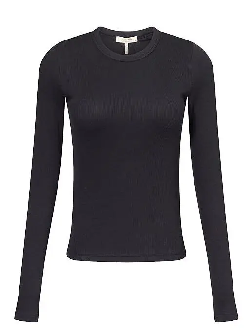 Rag & Bone Ribbed Stretch-cotton Long-sleeve T-shirt - Black
