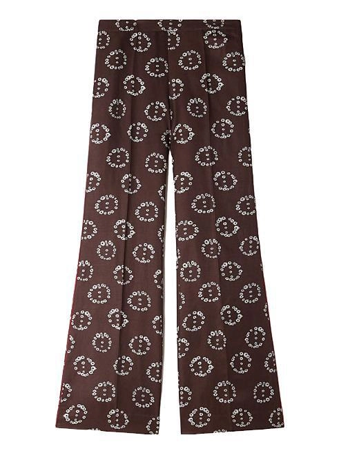 Sandro Floral Flared Trousers - Brown