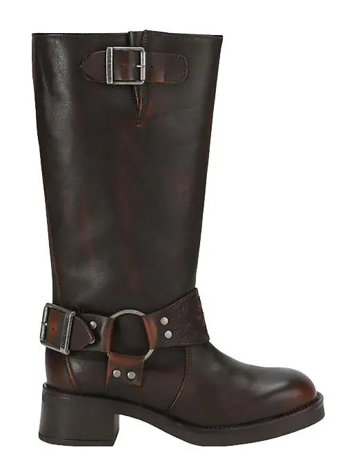 Steve Madden Bonetta High-leg Leather Boots - Dark Brown