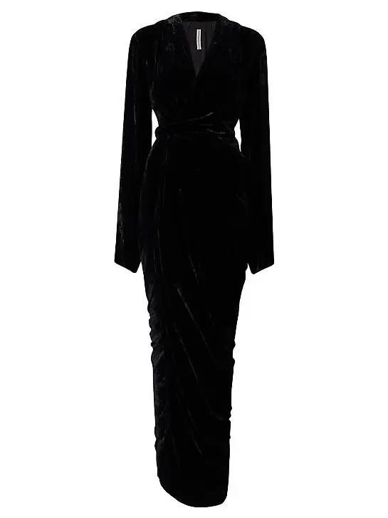 Rick Owens Draped Velvet Gown - Black