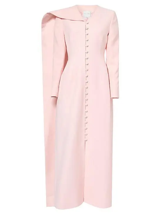 Mona Alshebil Crepe Maxi Dress With Scarf Detail - Pink