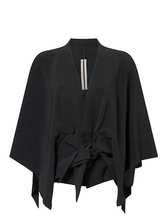 Rick Owens Half-moon Tie Woven Top - Black