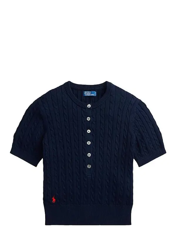 Polo Ralph Lauren Embroidered Cable-knit Cotton Jumper - Hunter Navy