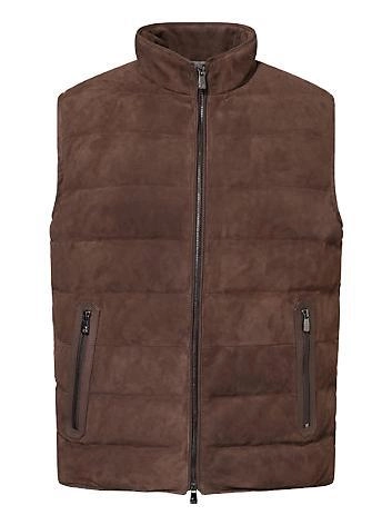 Corneliani Reversible Padded Suede Gilet - Brown