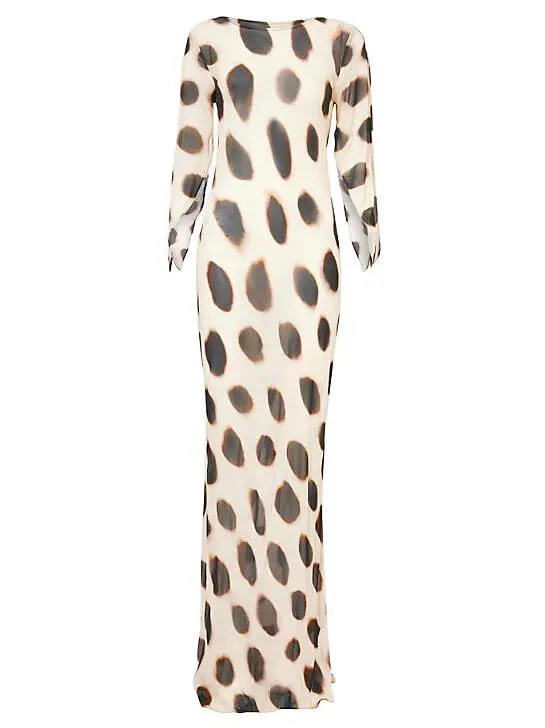 RAT AND BOA Raina Printed Crepe Maxi Dress - Brown