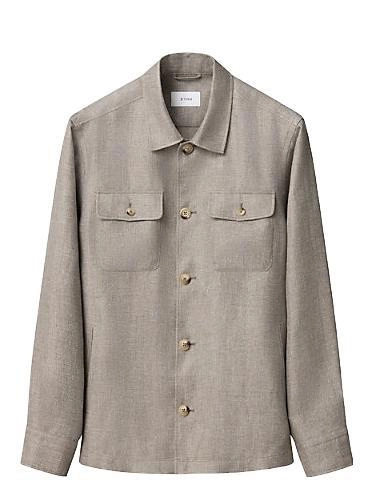 Eton Patch-pocket Linen-blend Shirt Jacket - Beige