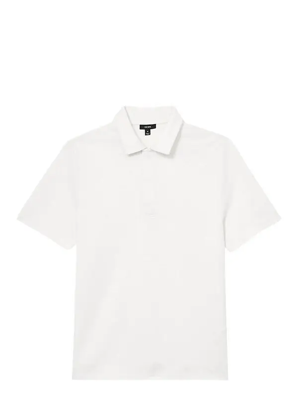 REISS Reed Micro-waffle Short-sleeve Stretch-jersey Polo - White
