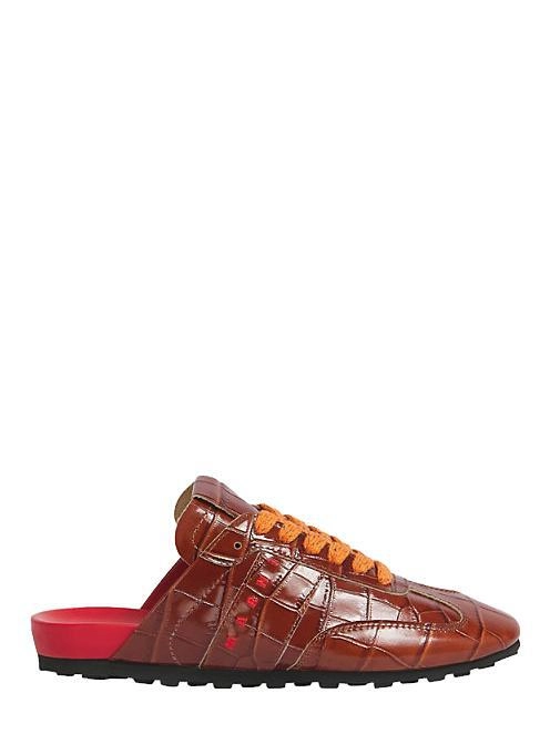 Marni Croc-effect Leather Trainer Mules - 00m88