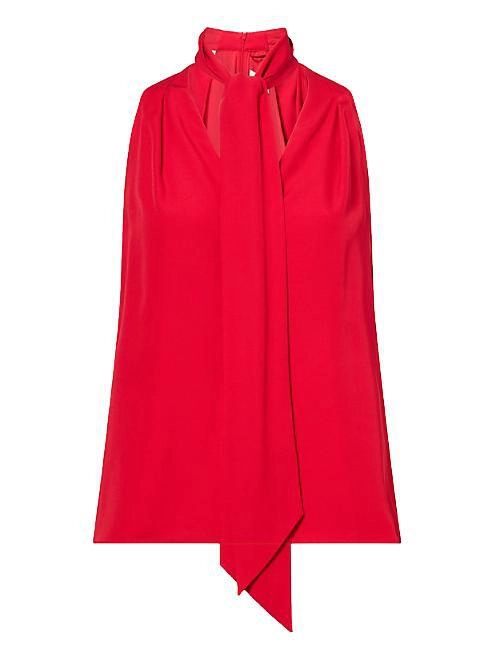 ME+EM V-neck Neck-tie Silk Camisole Top - Ruby Red