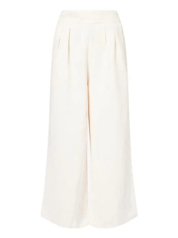 KAYANEE Wide-leg Linen-blend Trousers - Stone Grey