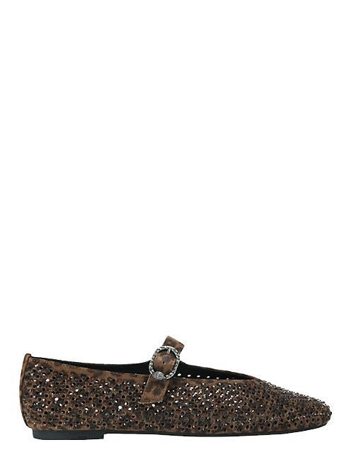 Kurt Geiger Mayfair Embellished Leopard Print Suede Ballet Flats - Brown/oth
