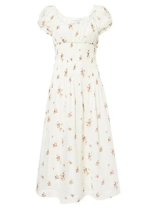 REFORMATION Riva Floral Shirred Midi Dress - Maven