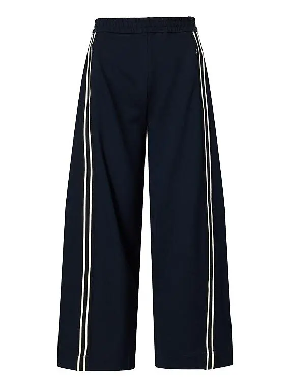 ME+EM Side-stripe Barrel-leg Jersey Trousers - Navy/cream
