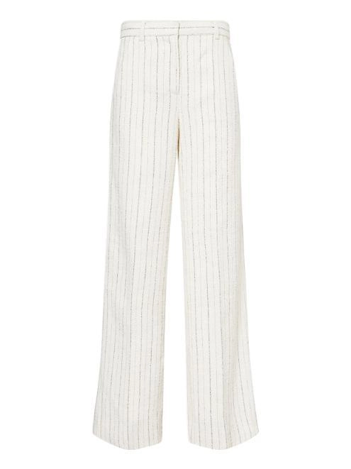 ME+EM Leg Elongator Striped Tweed Linen And Cotton-blend Trousers - Ivory