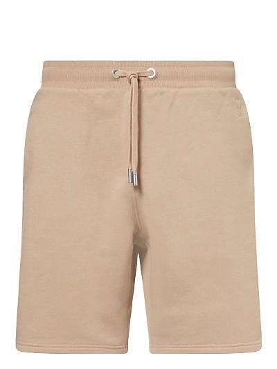 AMI Paris Logo Stitch Cotton Sweat Shorts - Beige Mastic