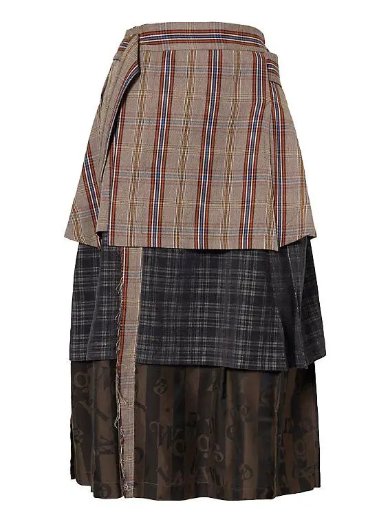 VIVIENNE WESTWOOD Layered Checked Midi Skirt - Multi