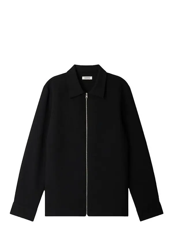 Sandro Zipped Regular-fit Stretch-woven Shirt - Black