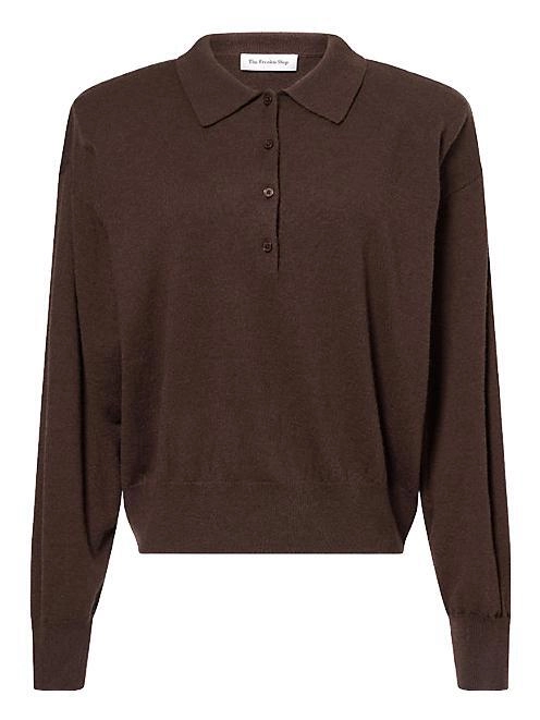 THE FRANKIE SHOP Croydon Padded-shoulder Wool-blend Polo Shirt - Brown