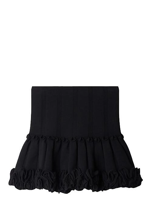 Sandro Knitted Mini Skirt With Floral Appliqu - Black