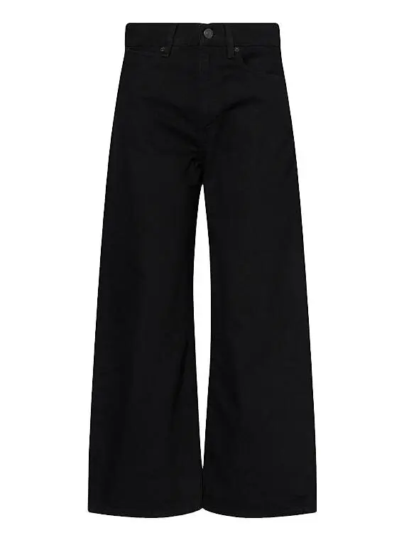 FRAME Bow Crop Curved-leg Denim Jeans - Black