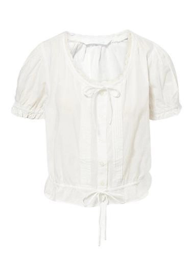 MOTHER The Love Letter Short-sleeve Cotton Top - White