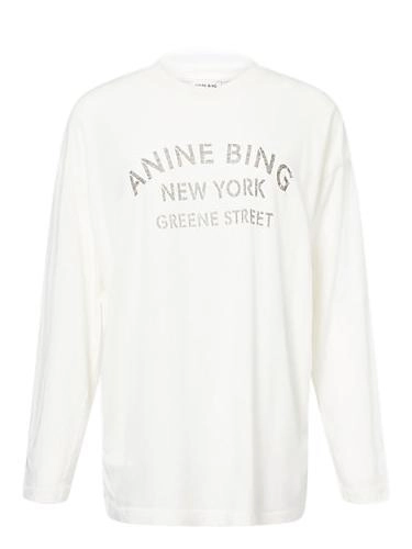 ANINE BING Ivan Long Sleeve Cotton T-shirt - Ecru