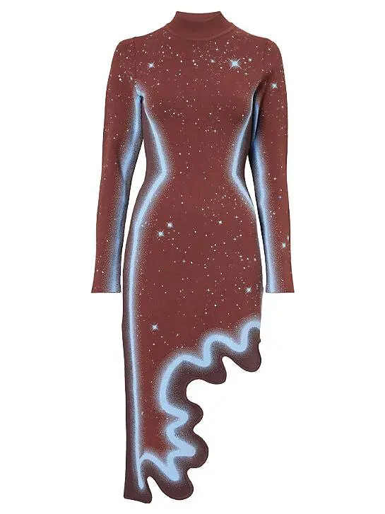 Ph5 Dobby Stretch-knit Midi Dress - Marsh Brown