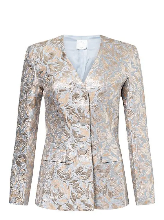 Huishan Zhang Brynn Floral-pattern Jacquard Jacket - Blue