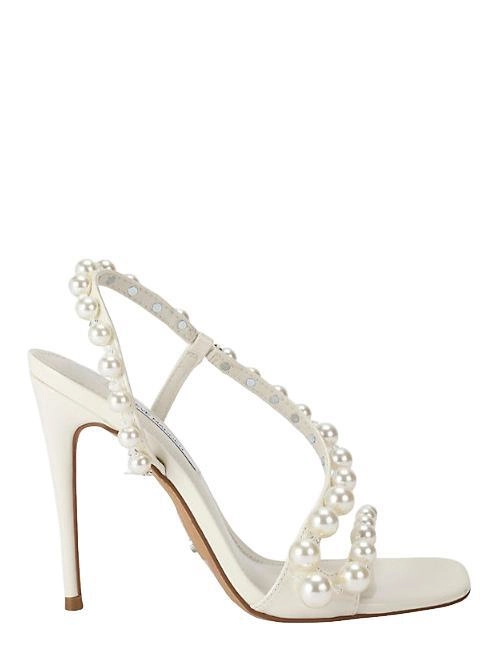 Steve Madden Nylie Faux-pearl Embellished Heeled Sandals - White