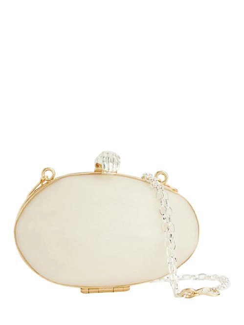 BEATRIZ PALACIOS Limosnera Shell Biomaterial Clutch - White/gld/silver