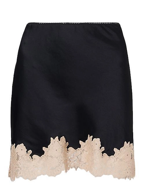 Rixo Ariah Lace-trim Satin Mini Skirt - Black